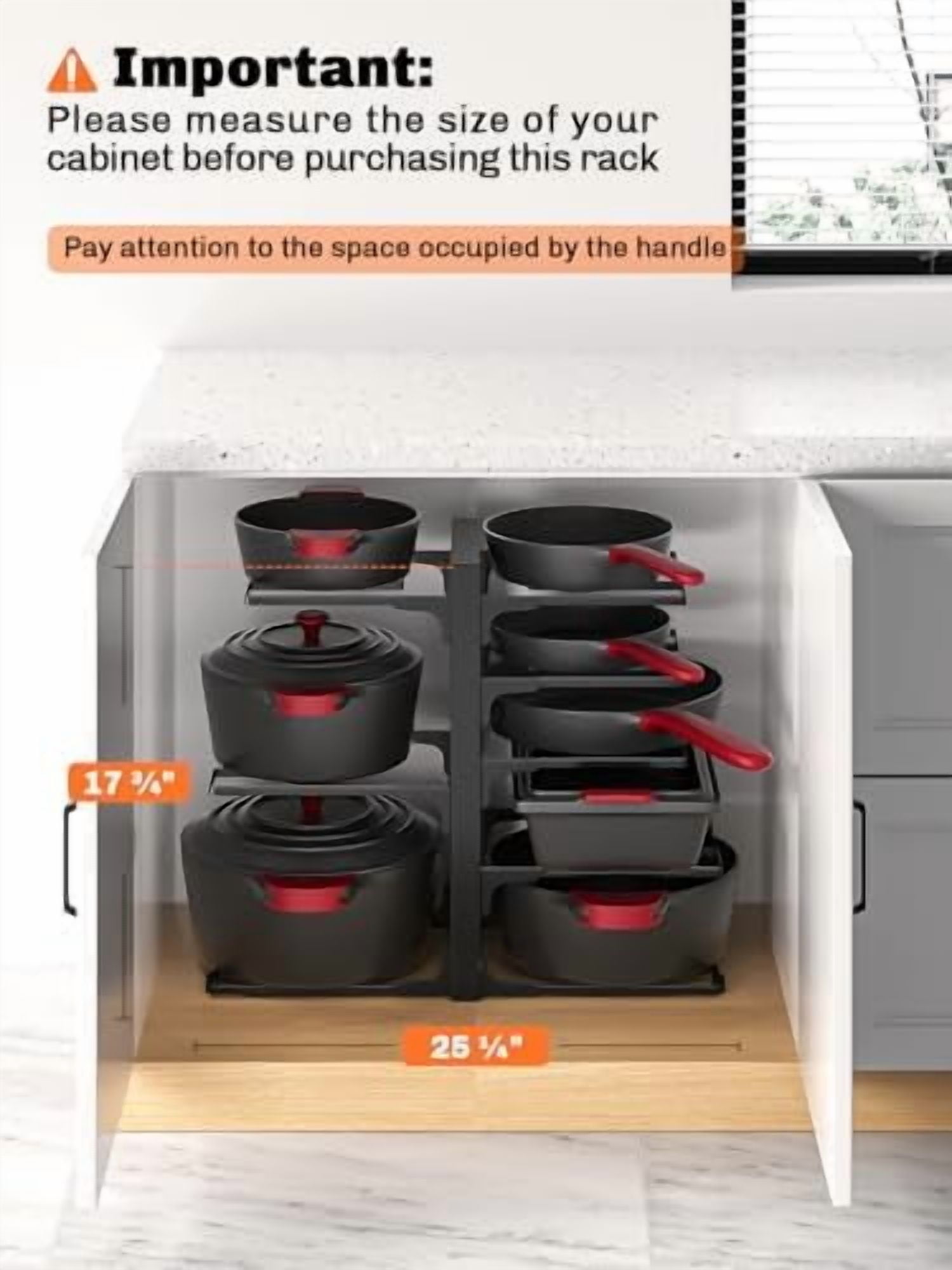 8-Tier Pots and Pans Organizer under Cabinet, 15.83" Height Heavy Duty ...