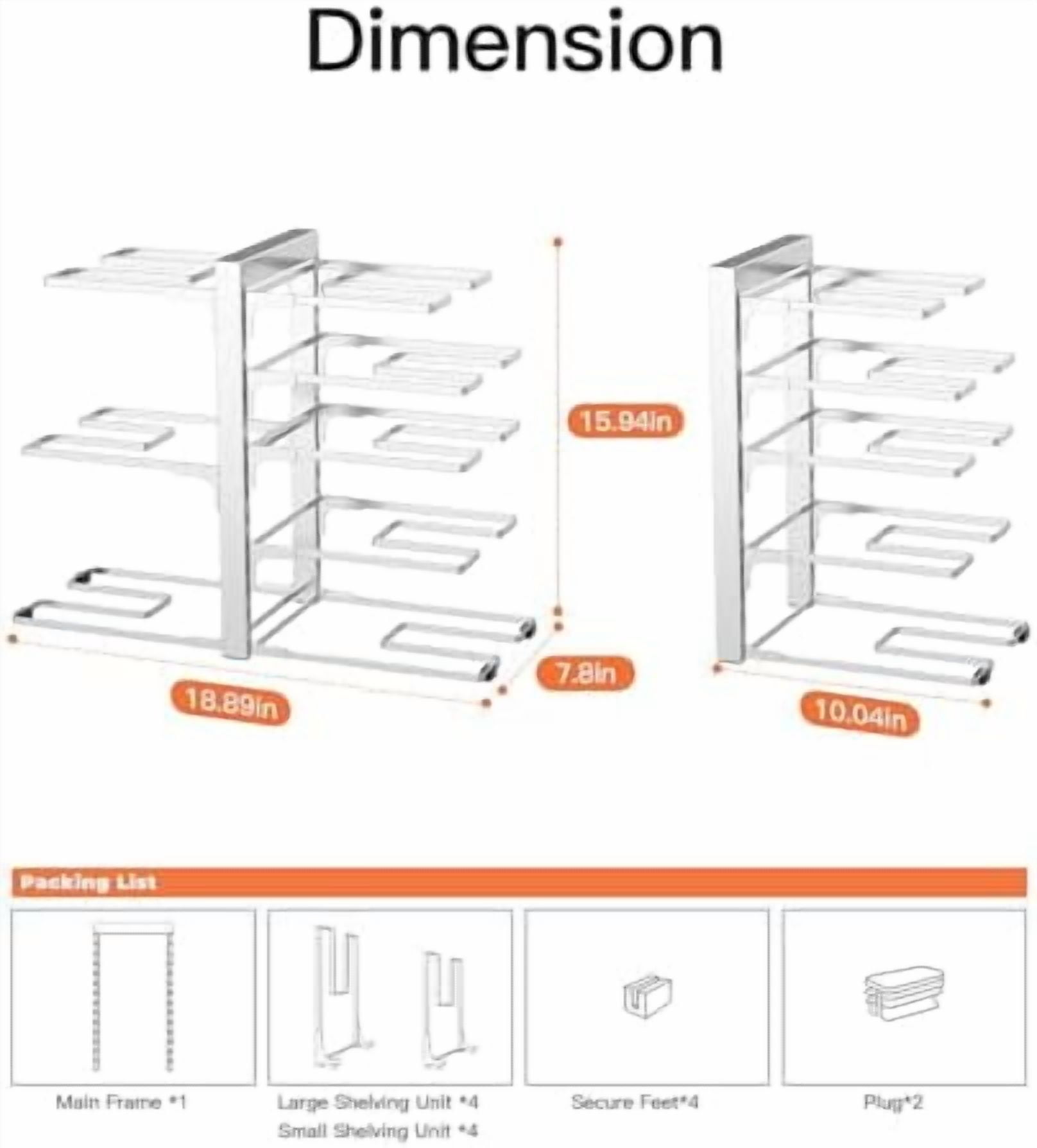 8-Tier Pots and Pans Organizer under Cabinet, Kitchen Cabinet ...