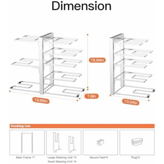 8-Tier Pots and Pans Organizer under Cabinet, Kitchen Cabinet ...