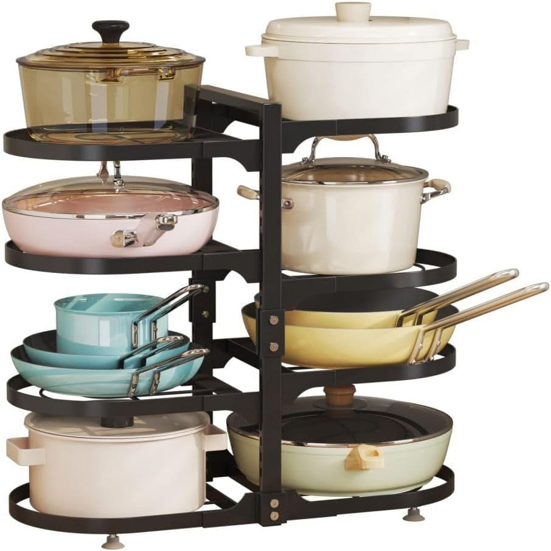 8 Tier Pots and Pans Lid Organizer Rack Holder Adjustable Pot Organizer ...