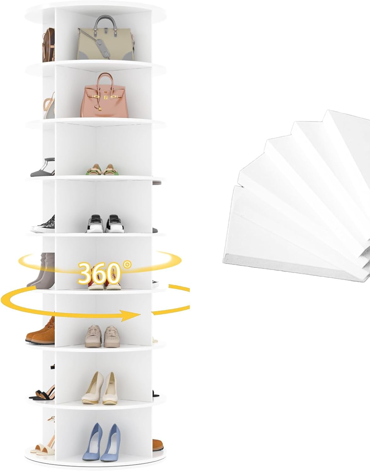 8 Tier Rotating Shoe Rack, Shoe Tower Organizer with 4 Universal ...