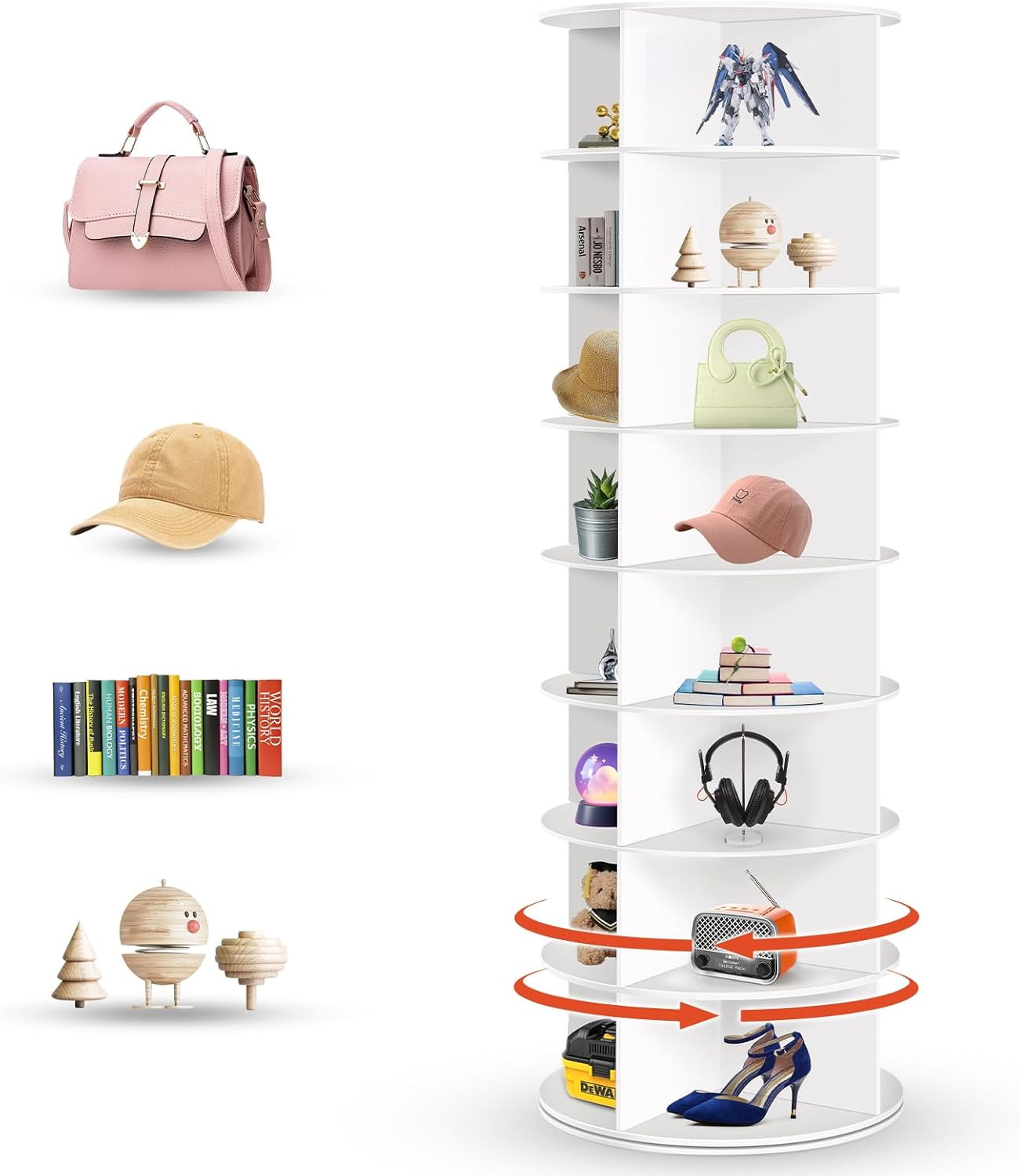 8 Tier Rotating Shoe Rack Tower, Spinning Shoe Organizer Rotating Shelf ...