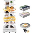 8 Tier Rotating Shoe Rack Tower contains 2 drawers, Spinning Shoe Rack ...