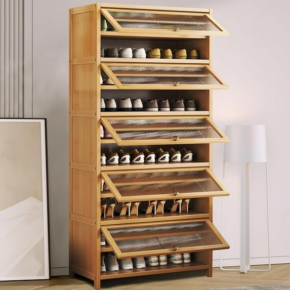 8-Tier Shoe Cabinet with Acrylic Doors, Shoe Storage Cabinet for ...