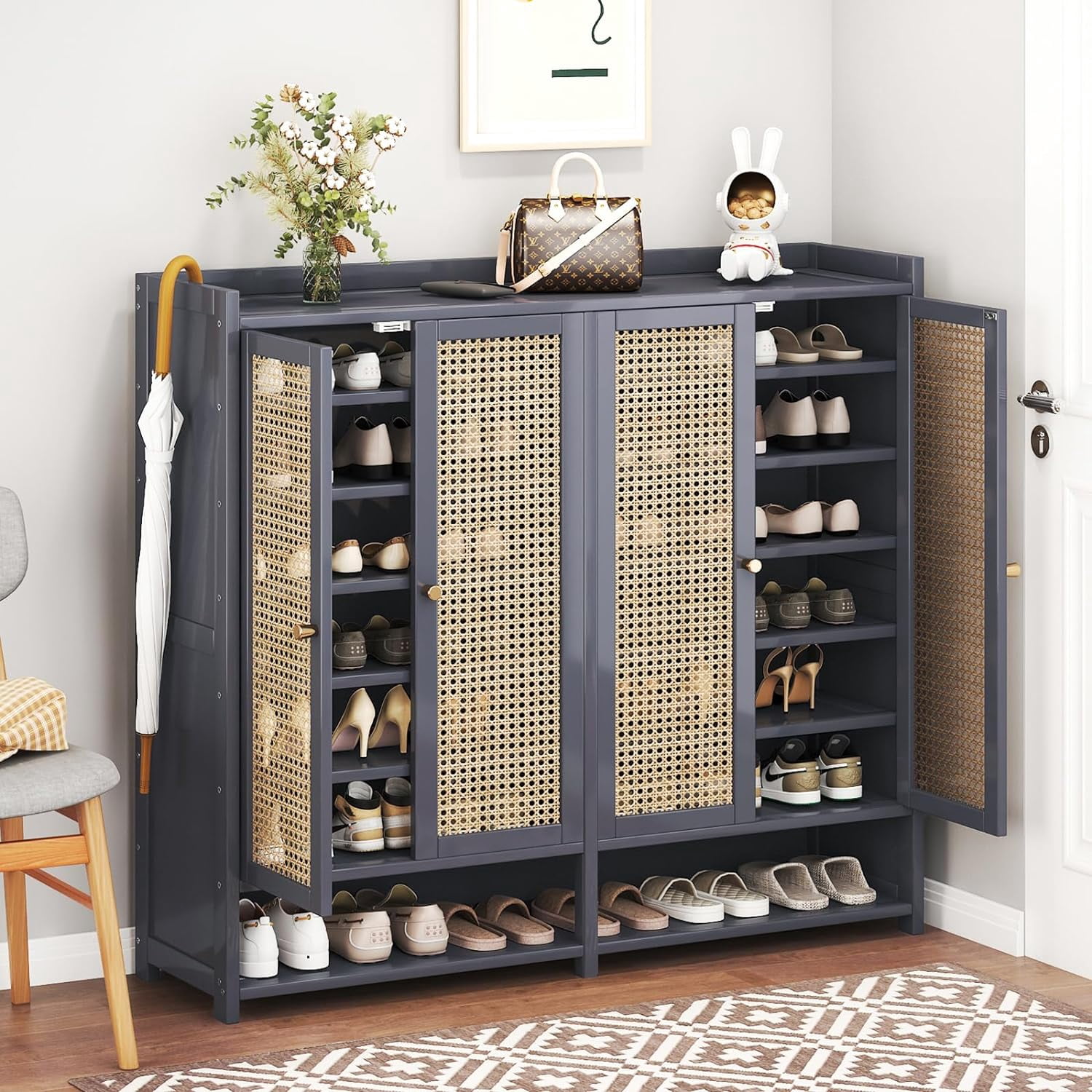 8-Tier Shoe Cabinet with Acrylic Doors, Shoe Storage Cabinet for ...