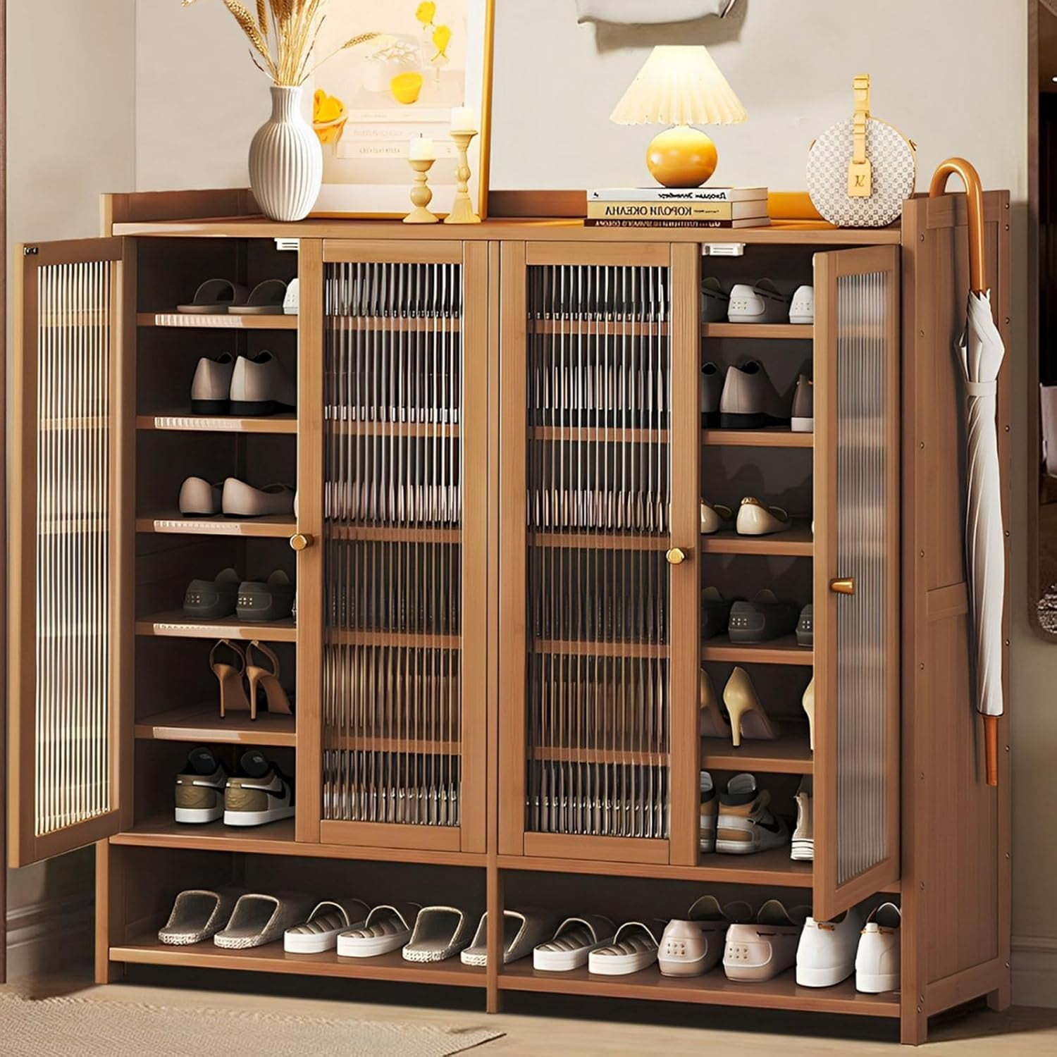 8-Tier Shoe Cabinet with Acrylic Doors, Shoe Storage Cabinet for ...