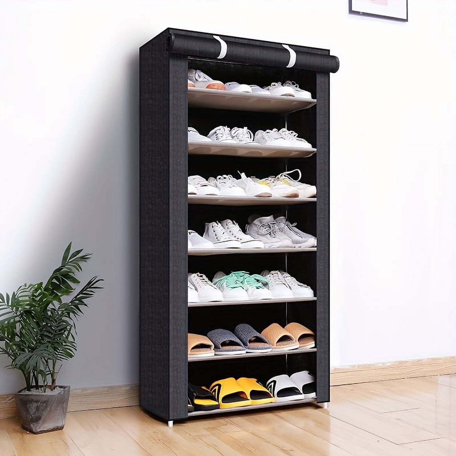 8-Tier Shoe Rack with Dust-Proof Cover - Sturdy Steel Frame, Space ...