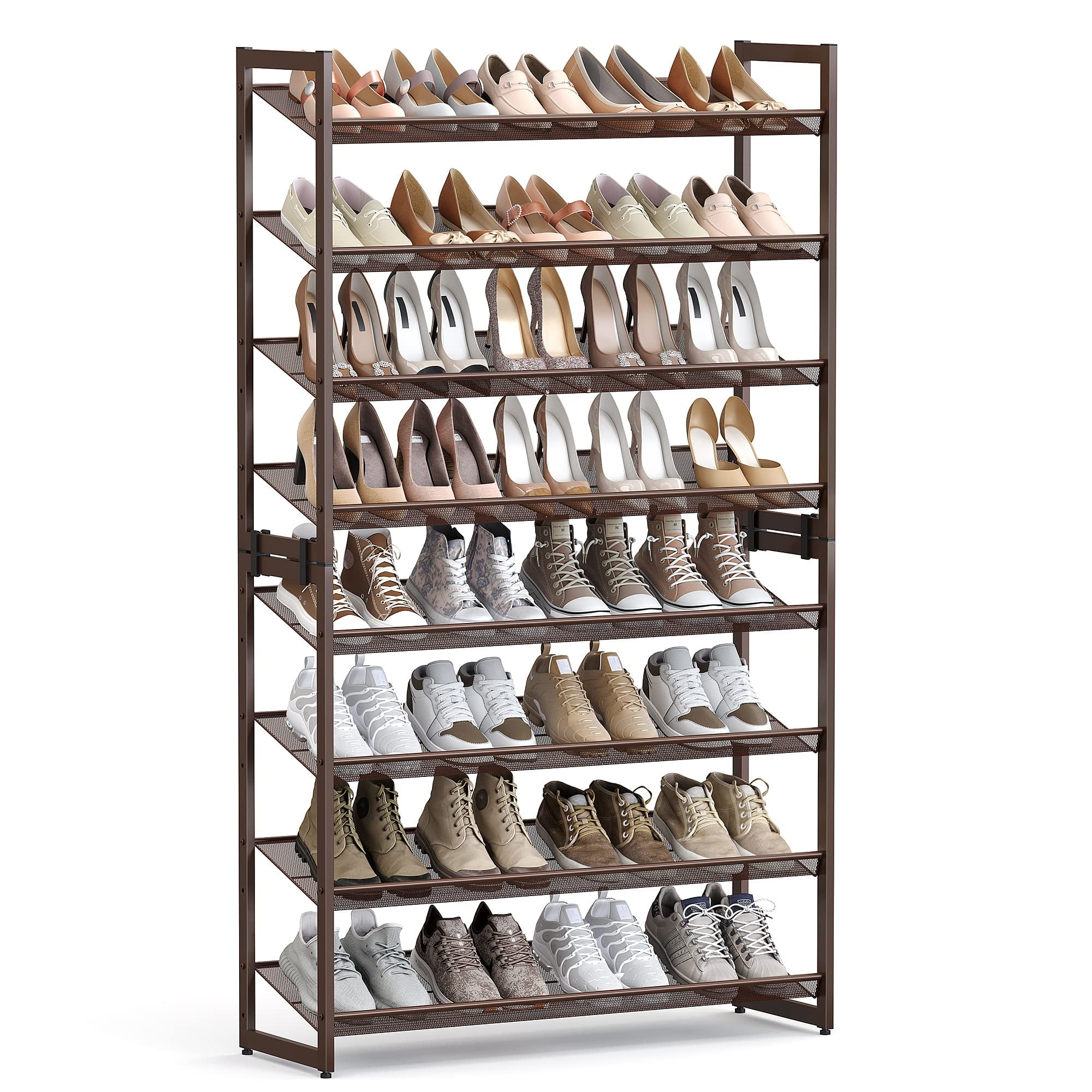 8-Tier Shoe Rack, Metal Shoe Storage for Garage, 4-Tier Stackable Shoe ...