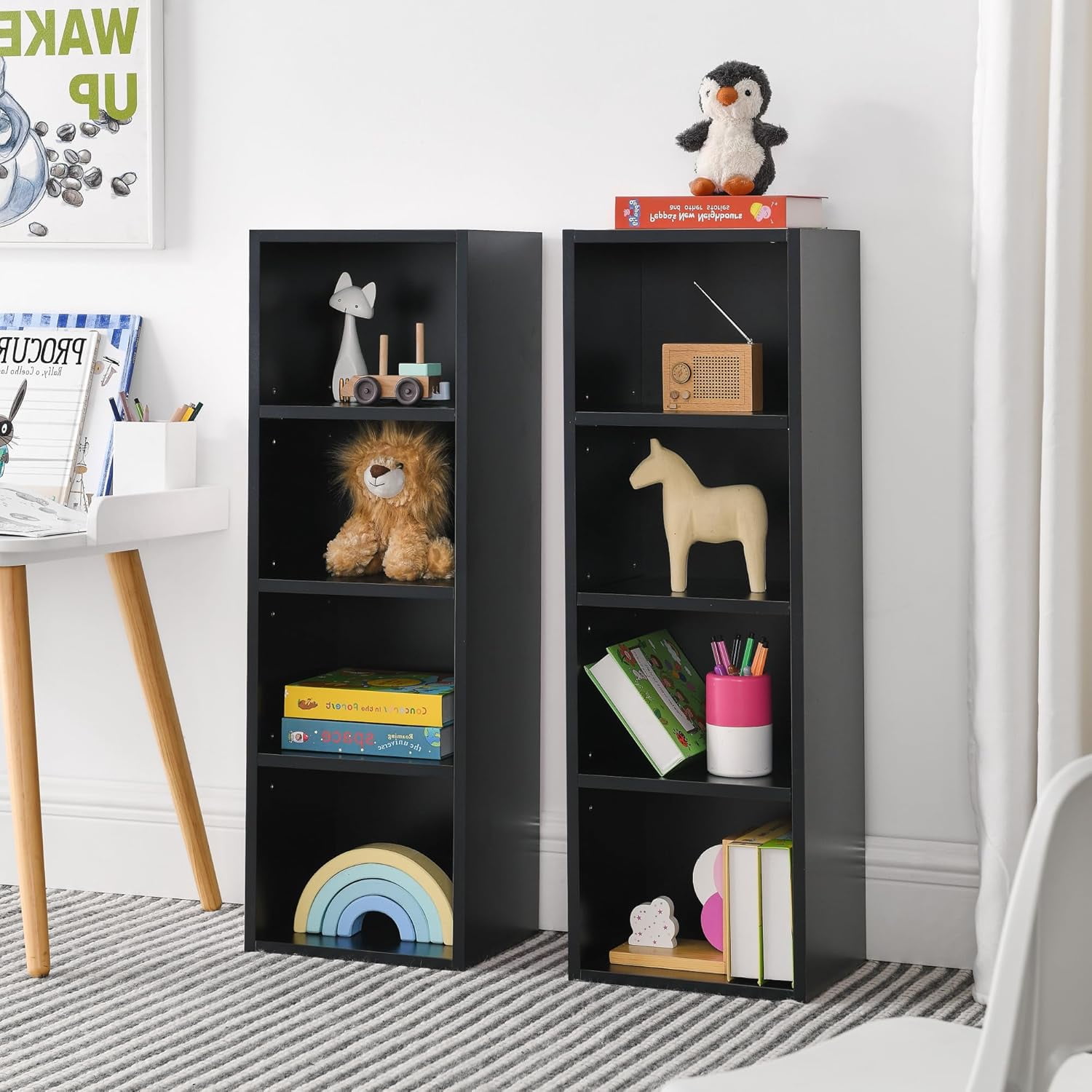 8-Tier Slim Media Tower Rack with Adjustable Shelves, Tall Narrow CD ...