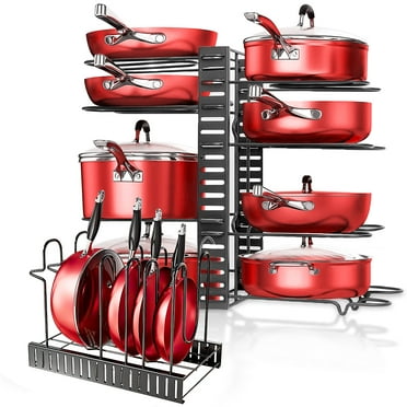 CAXXA Heavy Duty Pan Rack, Pot Lid Rack, Kitchen Cabinet Pantry ...