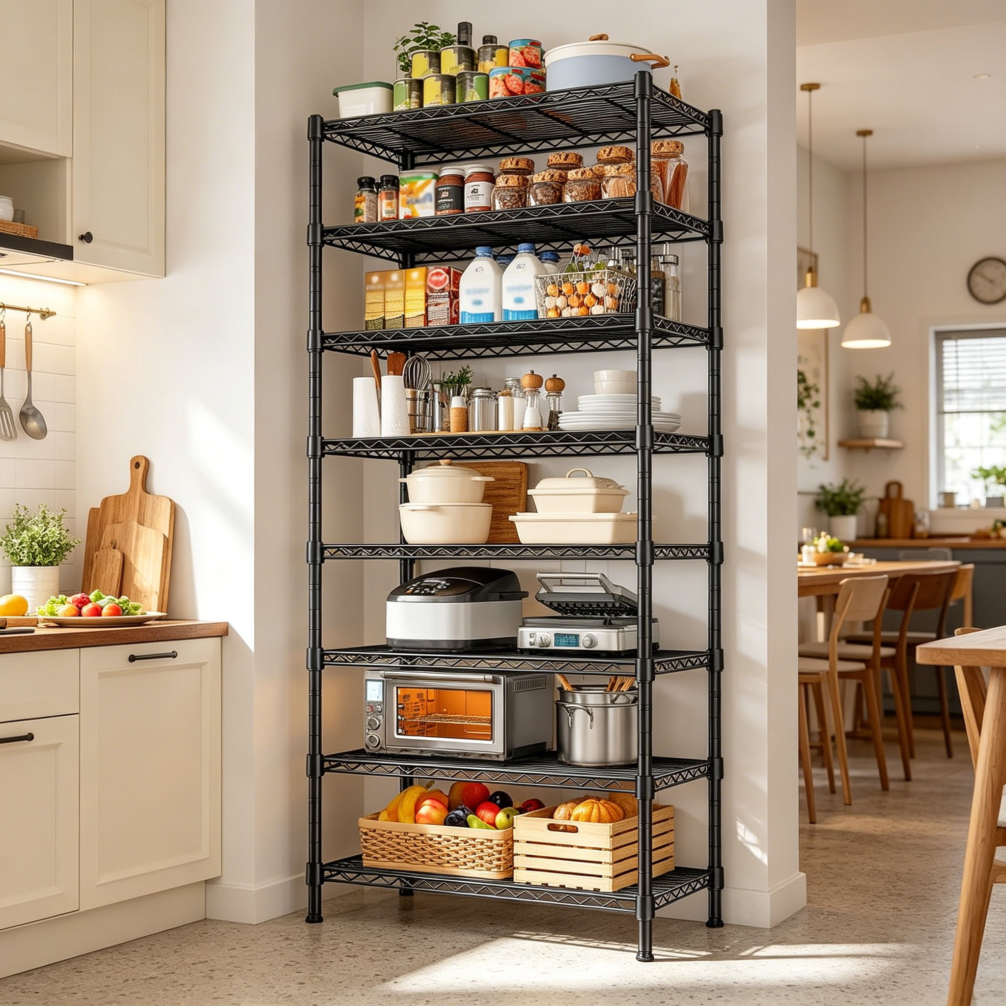 8-Tier Storage Shelves Wire Shelving Unit, 1200 lbs, Metal Shelving ...