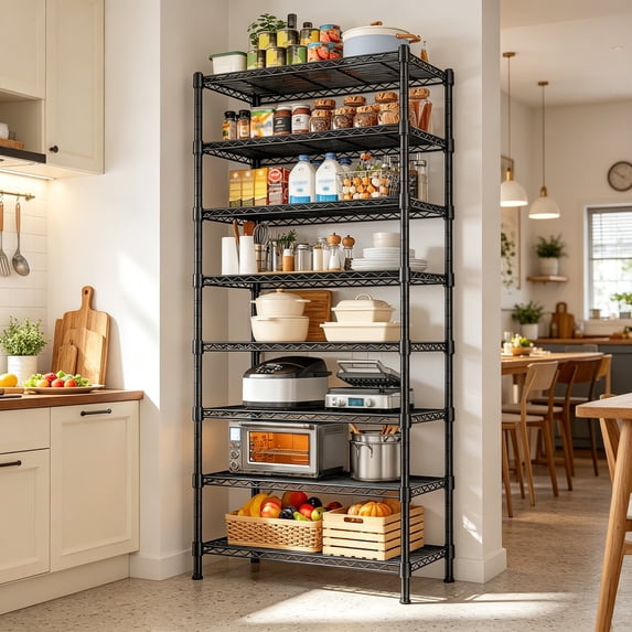 8-Tier Storage Shelves Wire Shelving Unit, 1200 lbs, Metal Shelving ...