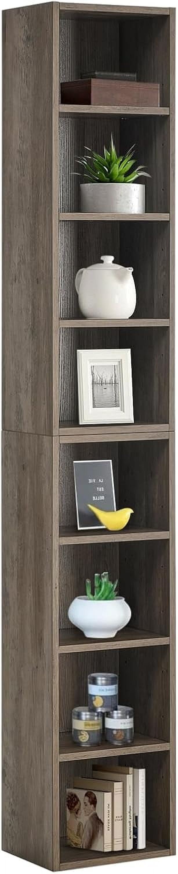 8-Tier Tall Narrow Bookcase, Versatile Detachable Bookshelf with ...