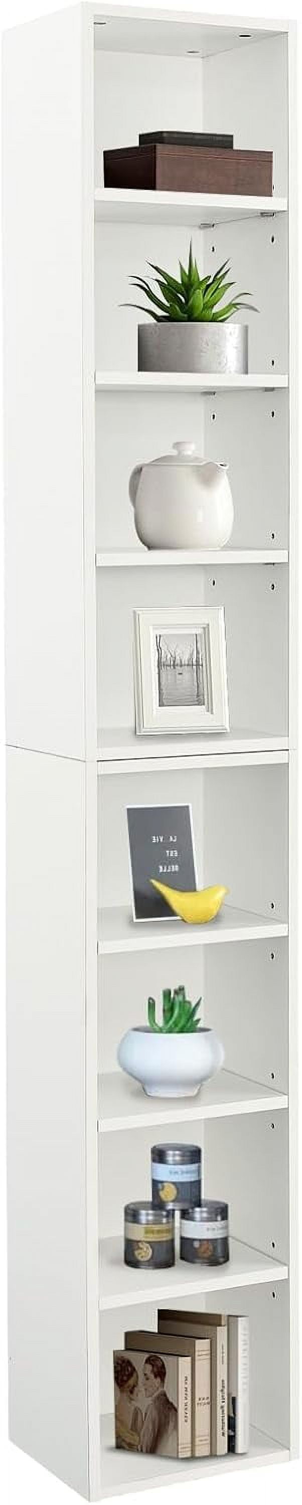8-Tier Tall Narrow Bookcase, Versatile Detachable Bookshelf with ...