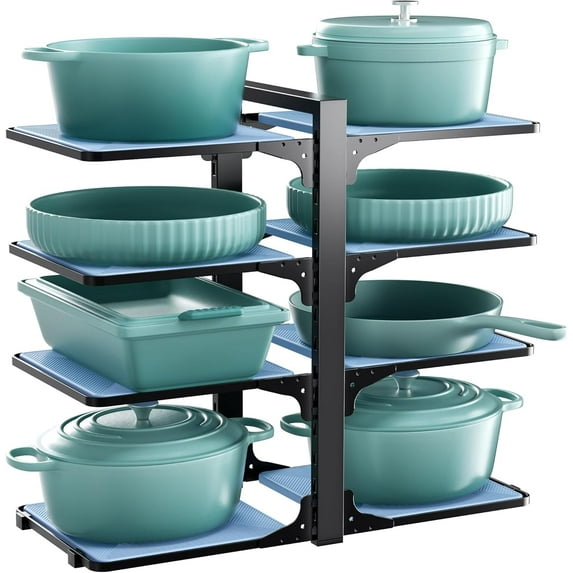 8-Tier Under-Cabinet Pots and Pans Organizer Rack, Adjustable Kitchen ...