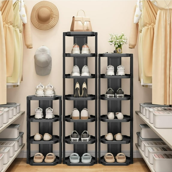 8-Tier Vertical Plastic Shoe Rack, Freestanding Stackable Storage ...