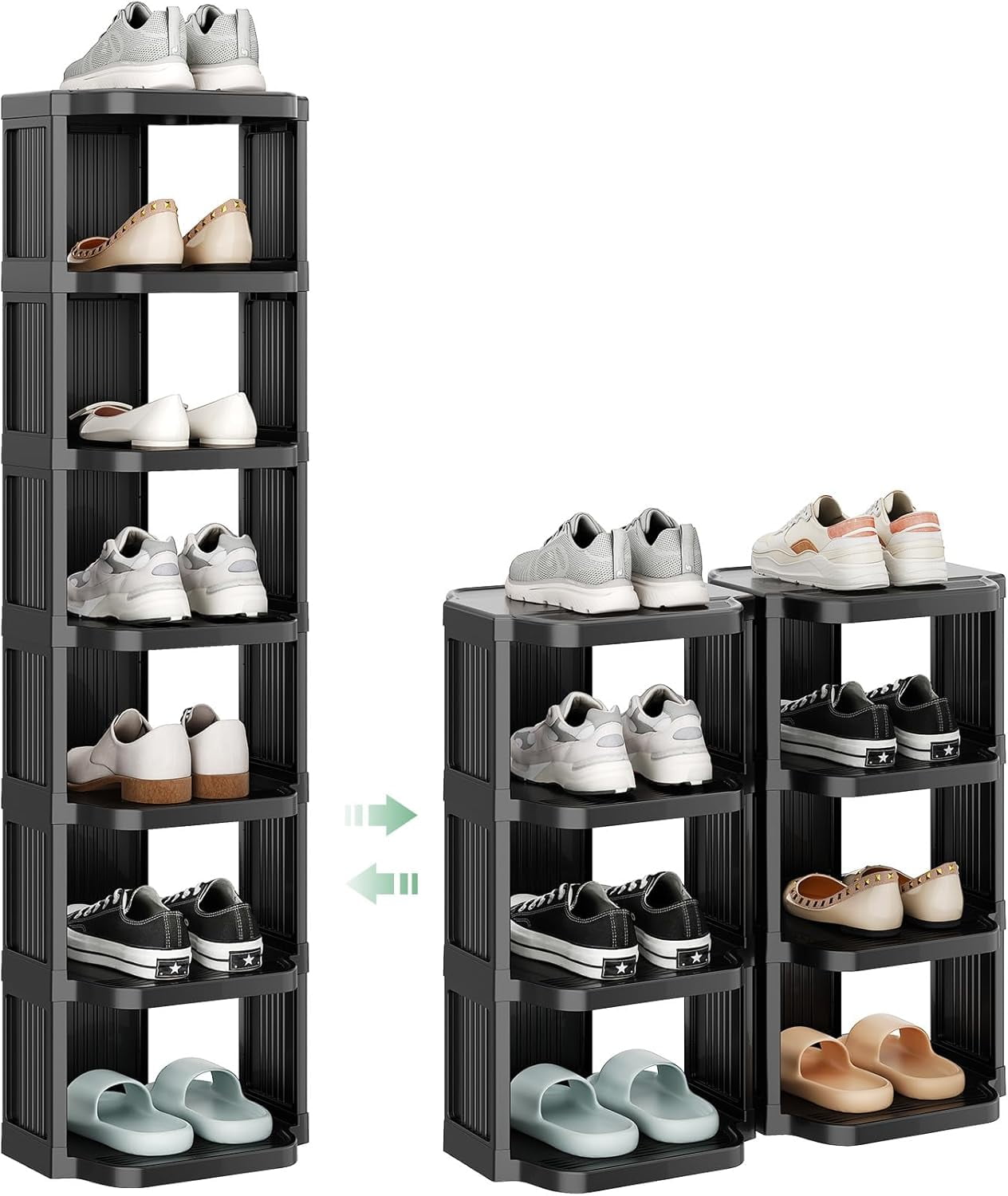 8-Tier Vertical Plastic Shoe Rack, Freestanding Stackable Storage ...