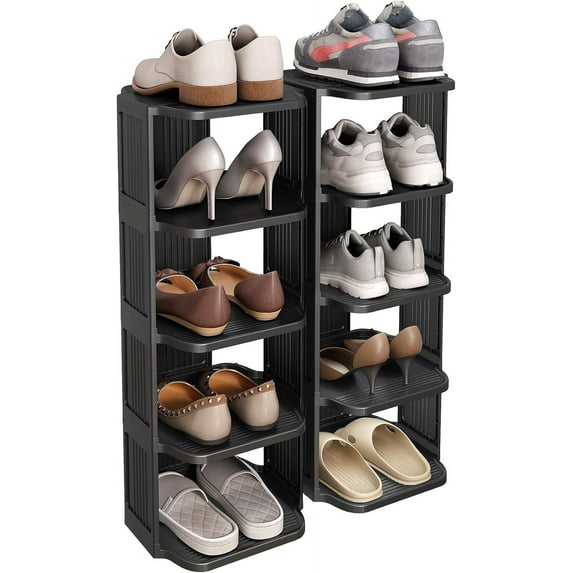 8-Tier Vertical Plastic Shoe Rack, Freestanding Stackable Storage ...