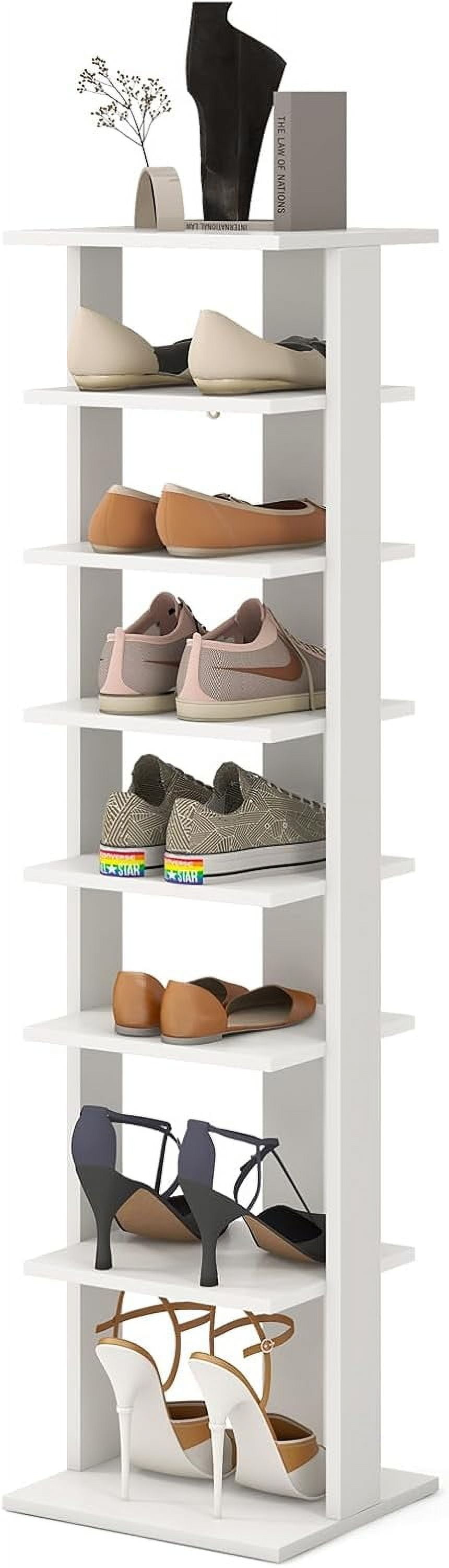 8-Tier Vertical Shoe Rack, Tall Narrow Shoe Storage Organizer with ...
