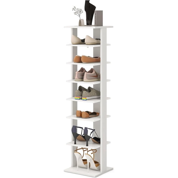 8-Tier Vertical Shoe Rack, Tall Narrow Shoe Storage Organizer with ...