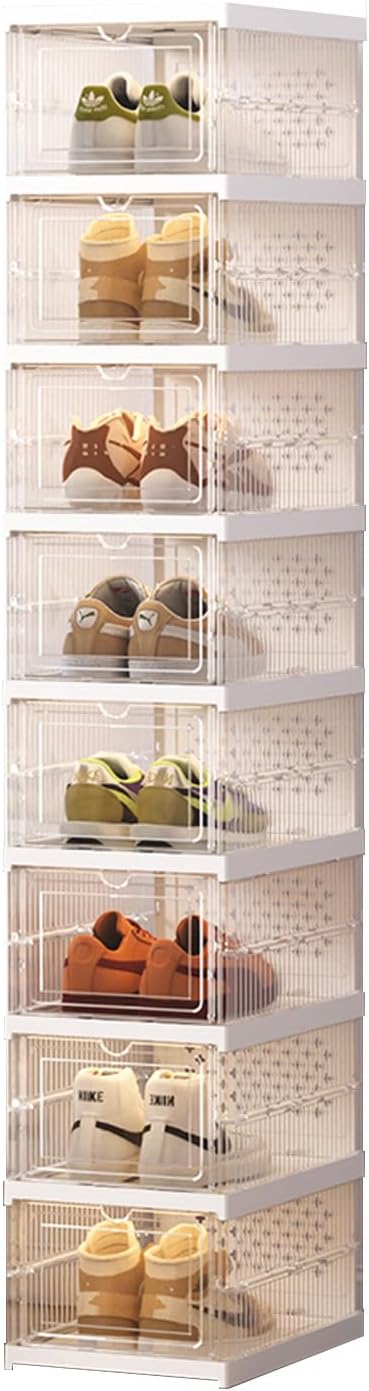8 Tier Vertical Tall Narrow Shoe Rack, Corner Shoe Storage Organizer ...