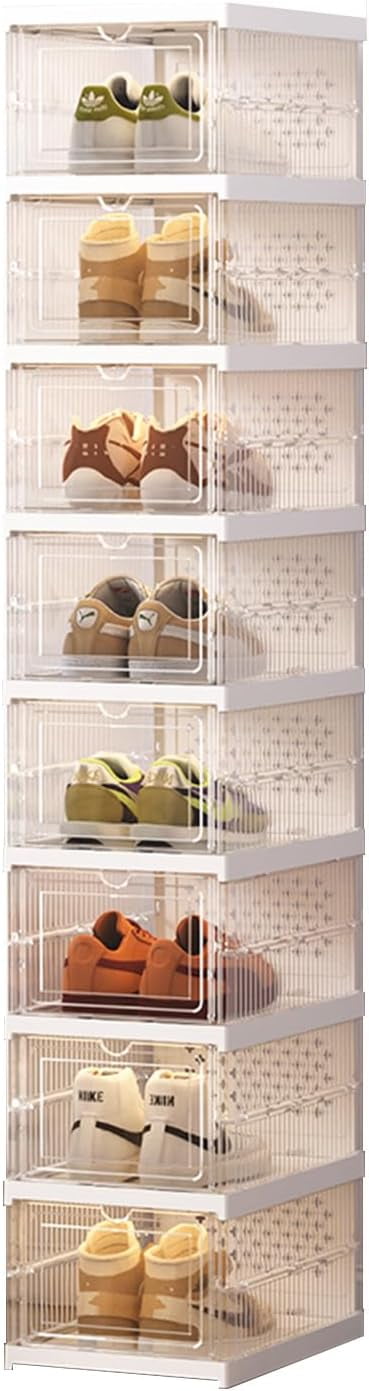 8 Tier Vertical Tall Narrow Shoe Rack, Corner Storage Organizer for ...