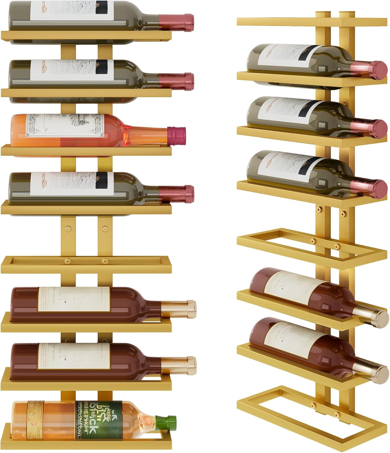 8 Tier Wall Mount Wine Rack, Metal Wine Rack for Wall, Wall Wine Racks ...