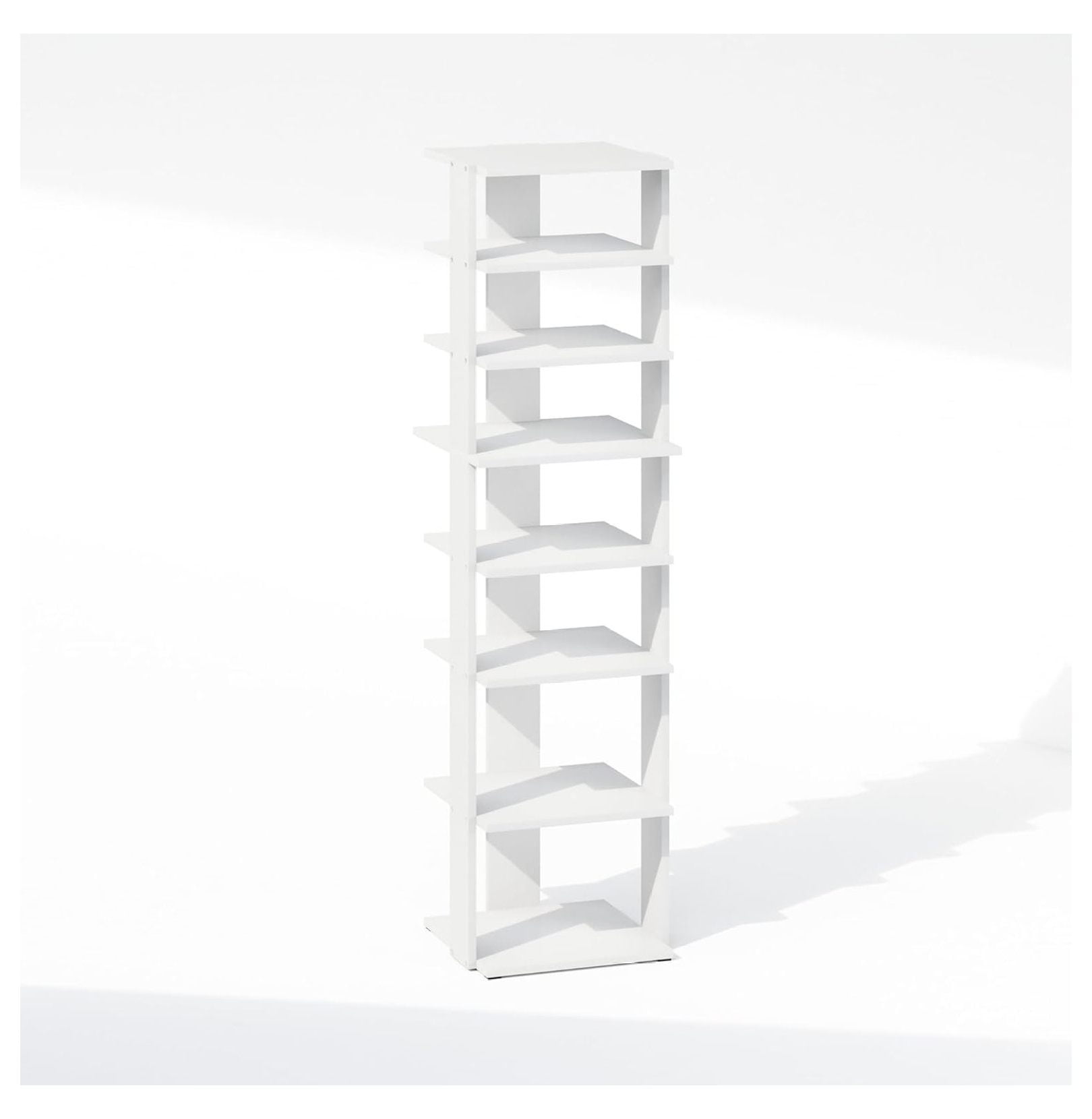 8-Tier White Corner Shelf for Home Organization, Space-Saving Vertical ...