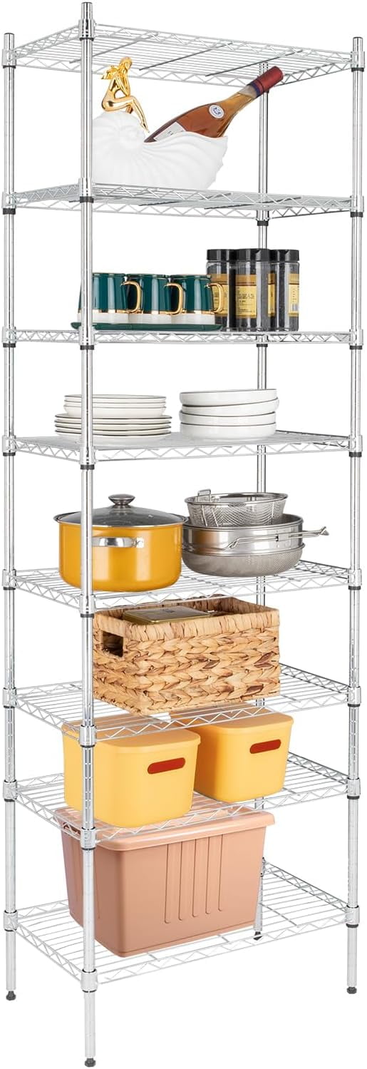 8-Tier Wire Shelving Unit, Metal Organizer Wire Rack, Chrome Steel Rack ...