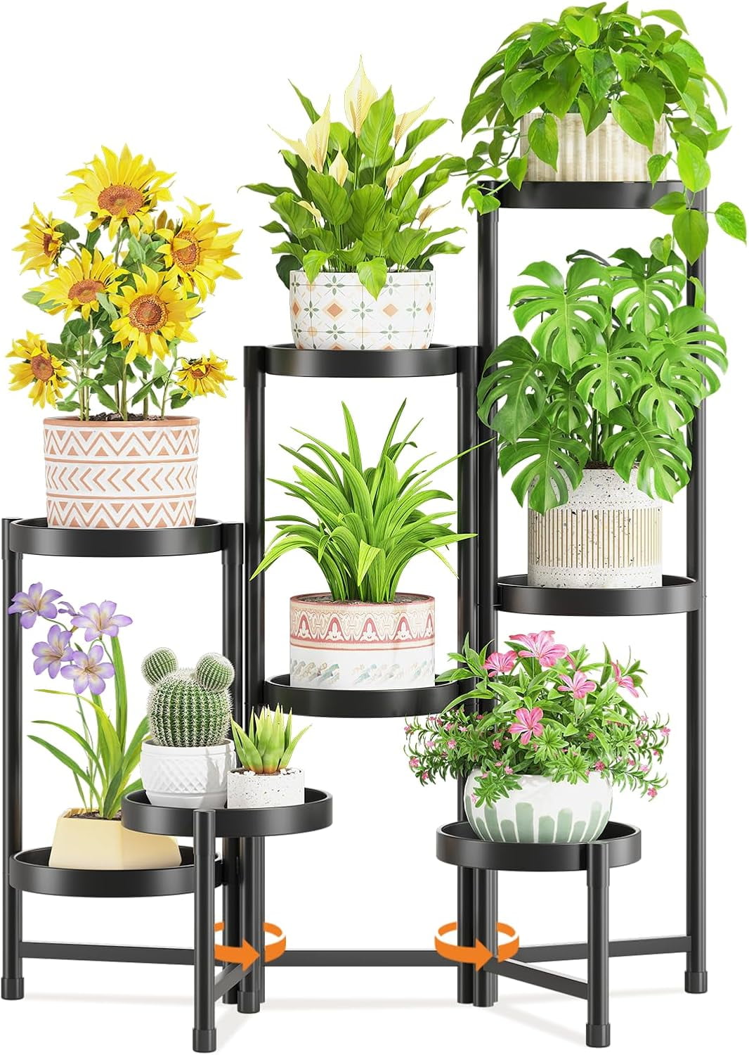 8 Tiered Folding Tall Plant Stand Indoor for Multiple Large Planter ...