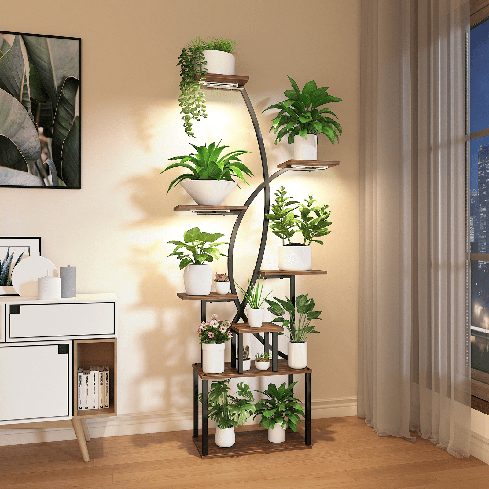 8 Tiered Metal Plant Shelf 65" Large Plant Rack Display Shelves Curved ...