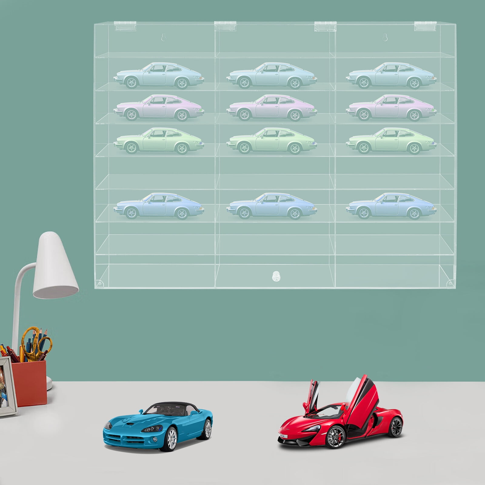 8 Tiers Acrylic Toy Car Display Case Clear Display Box Wall Mounted ...