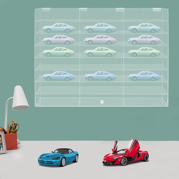 8 Tiers Acrylic Toy Car Display Case Clear Display Box Wall Mounted ...