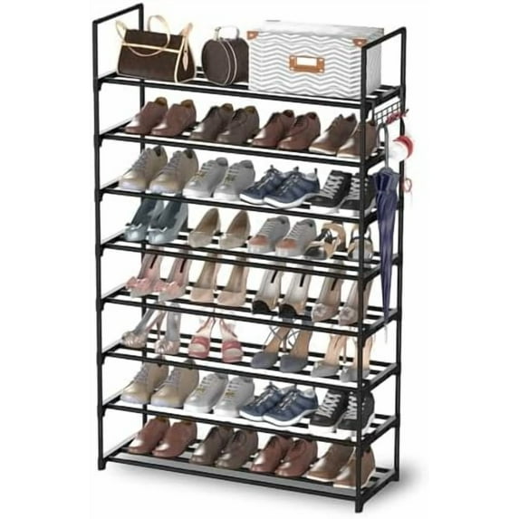 8 Tiers Metal Shoe Rack,Adjustable Shoe Shelf Storage Organizer with ...