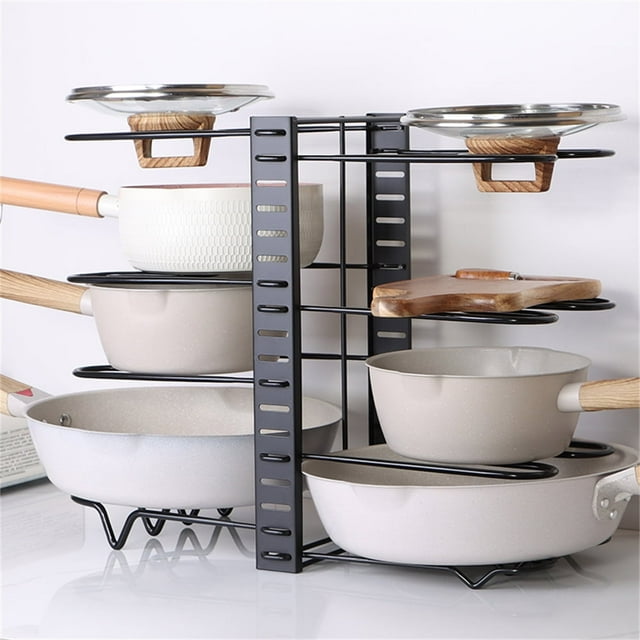 8 Tiers Pot Organizer Rack, Pots and Pans Organizer under Cabinet, Snap ...