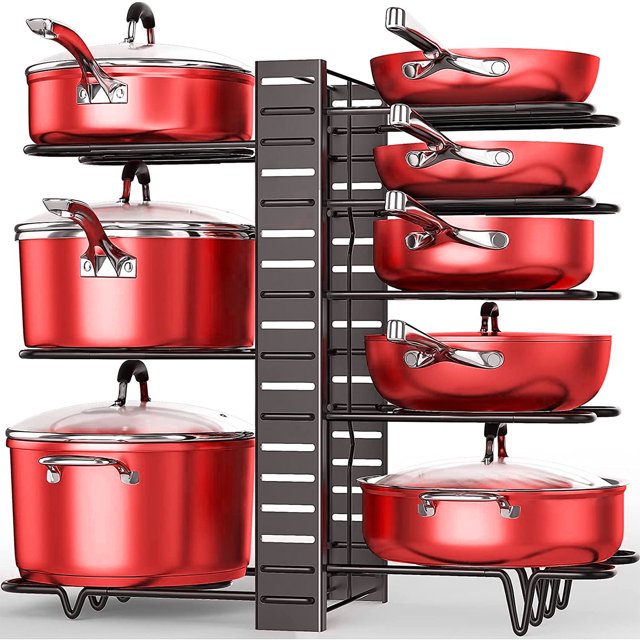 8 Tiers Pots and Pans Organizer for Kitchen Organization & Storage ...