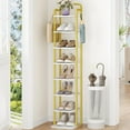8 Tiers Vertical Shoe Rack, Narrow Shoe Tower, Tall Shoes Shelf with 2 ...