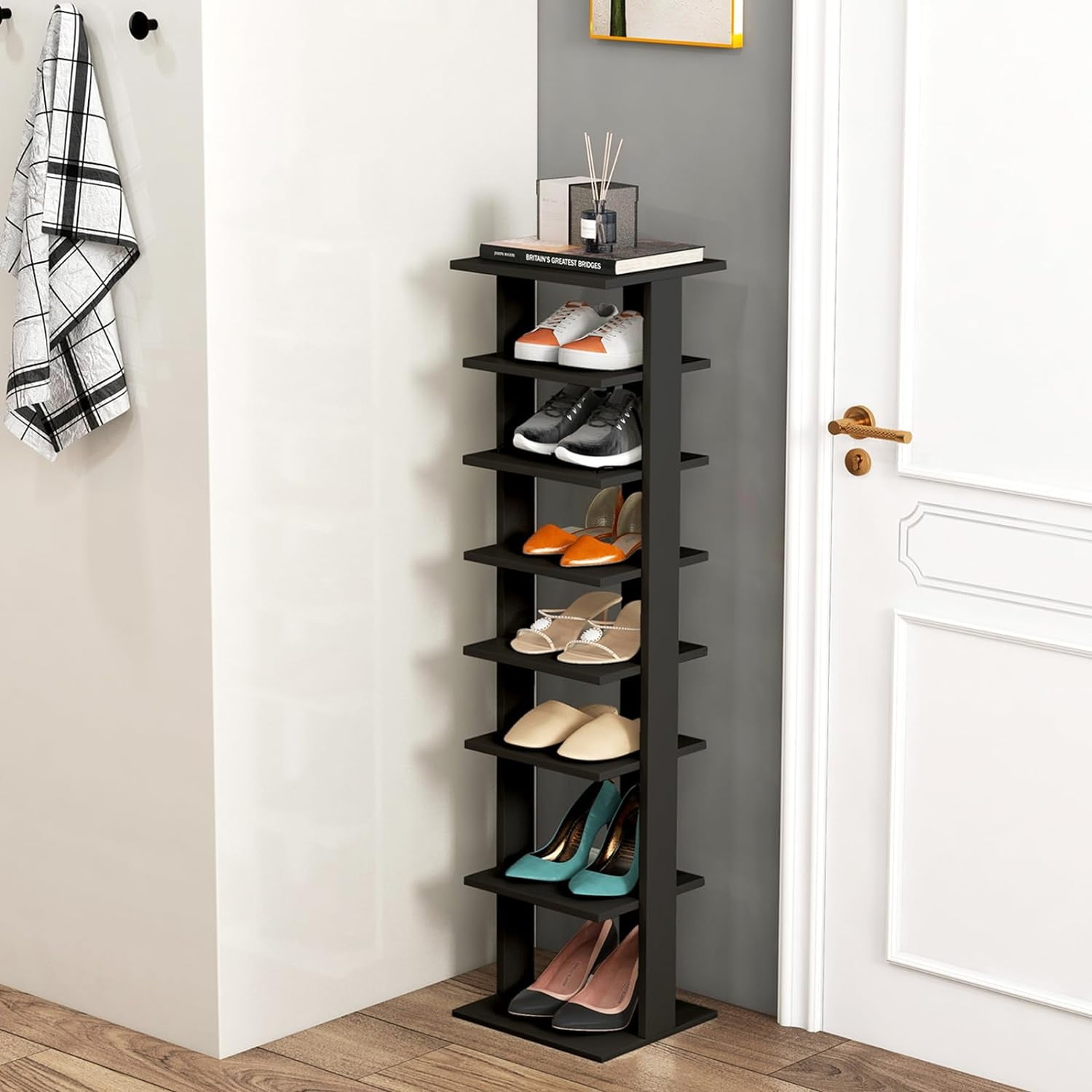 8 Tiers Vertical Shoe Rack, Patented Space Saving Corner Shoe Rack for ...