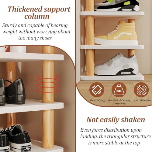 8 Tiers Vertical Shoe Rack, Space Saving Narrow Shoe Organizer, Free ...