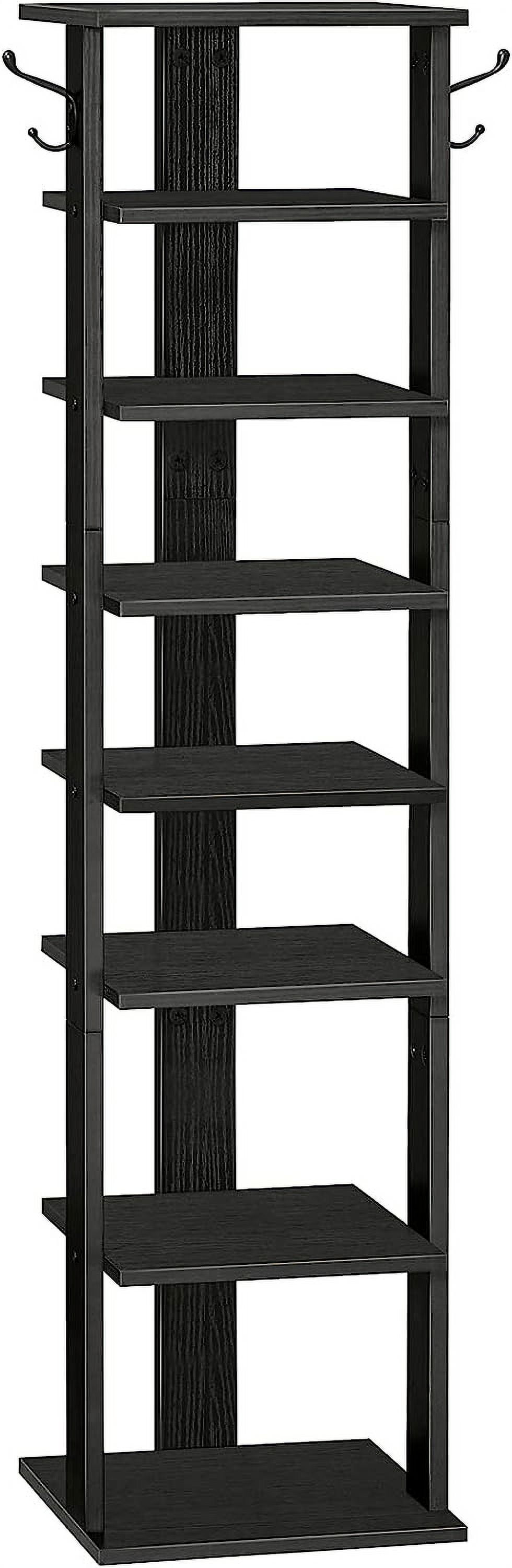 8 Tiers Vertical Shoe Rack, Wooden Shoe Storage Organizer with Hooks ...