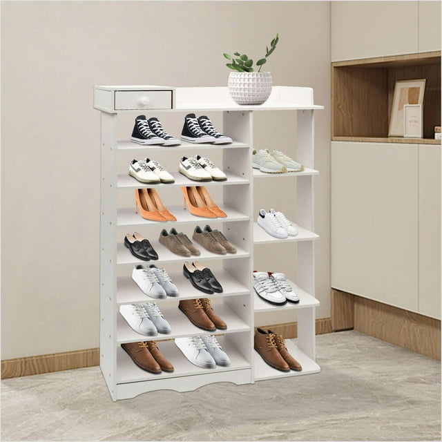 8 Tiers Wooden Shoes Storage Stand Shoe Rack Organizer Multi-Shoe Rack ...