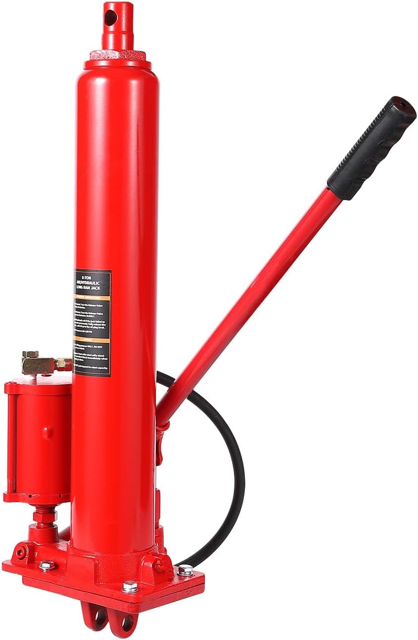 8-Ton Dual-Power Hydraulic & Pneumatic Ram Jack with Clevis Base ...