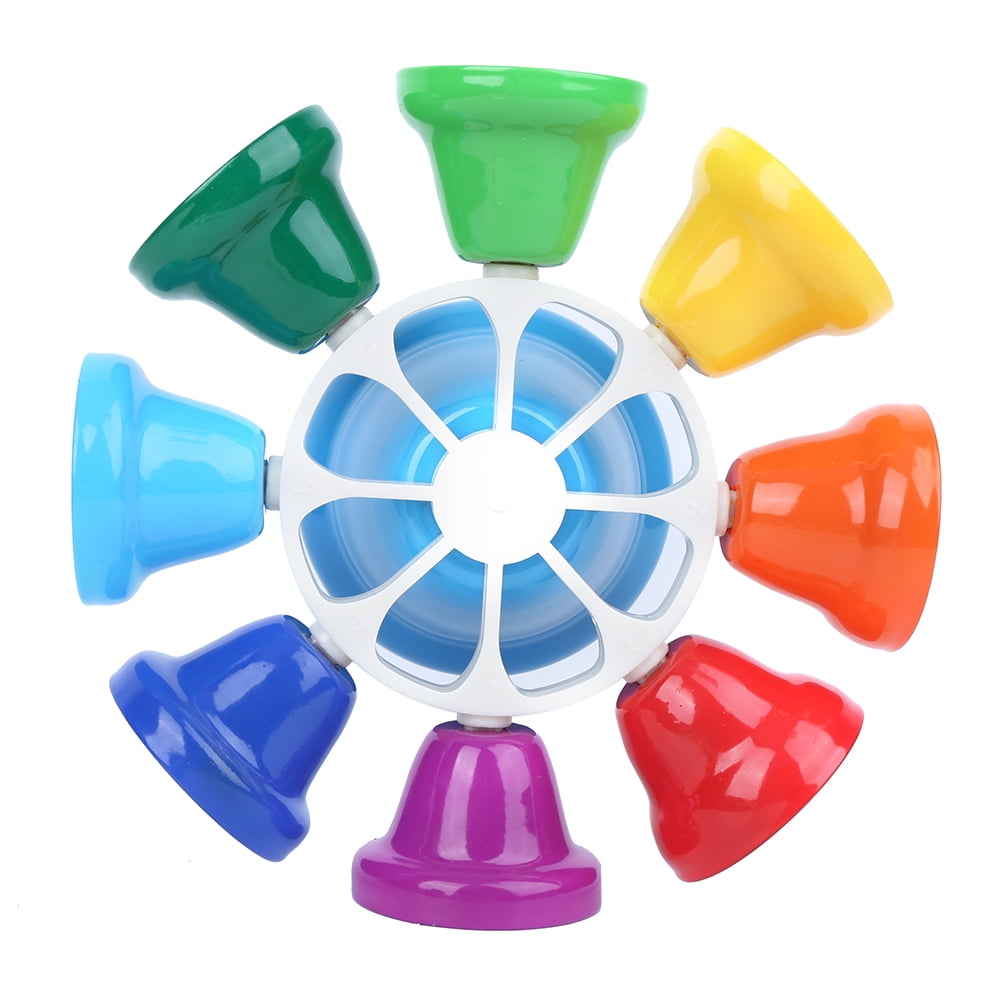 8 Tone Hand Bells Rainbow Color Children's Musical Tambourine Toys ...