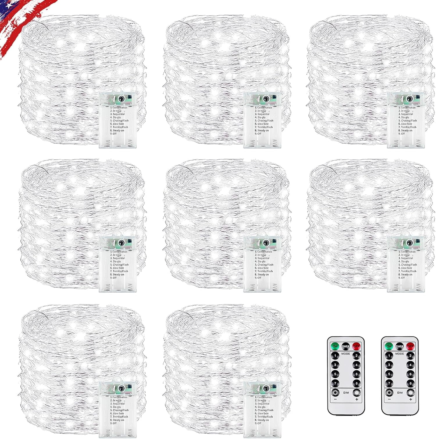 8 Total 160FT 480LED Fairy Lights Operated with Rmote, Twinkle Lights ...