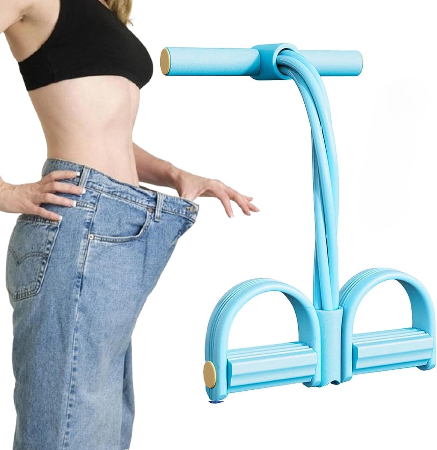 8-Tube Pedal Resistance Band for Sit Ups & Stretching, Elastic Pull ...