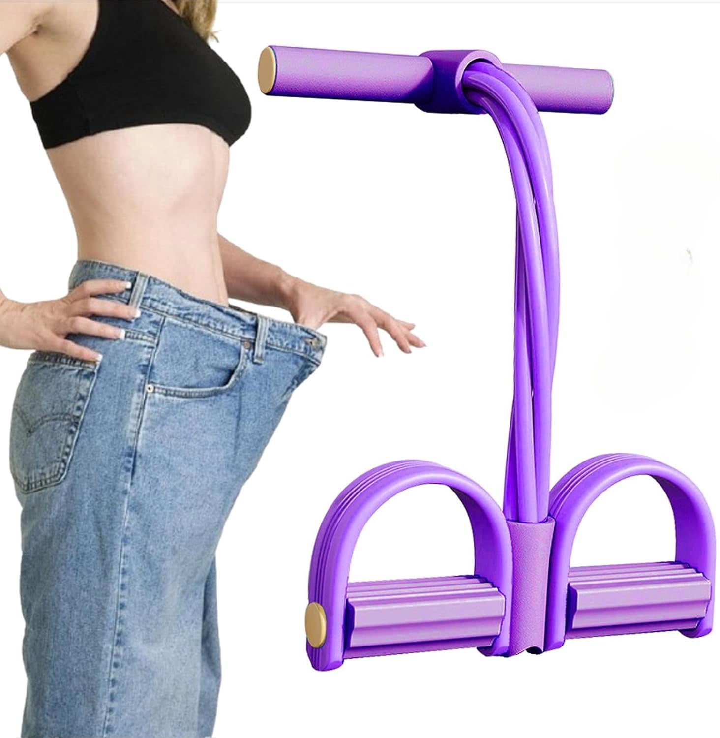 8-Tube Pedal Resistance Band for Sit Ups & Stretching, Elastic Pull ...