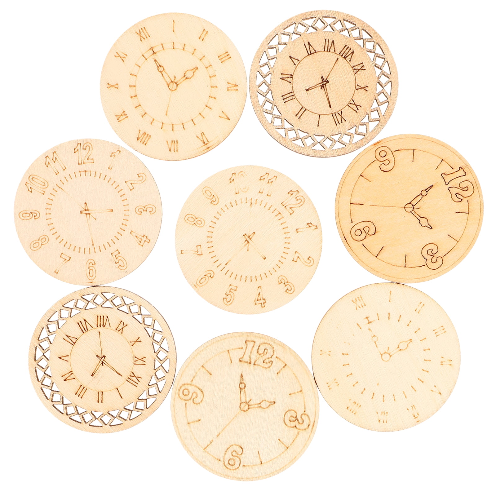 8 Unfinished Wood Clock Cutouts DIY Craft Clock Wooden Watch Clock ...