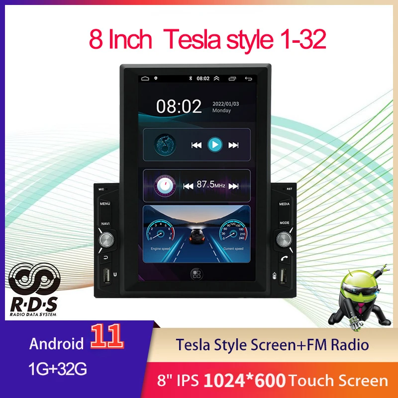 8" Universal Auto Stereo Radio Multimedia Player 2Din Android 11 1G+32G ...