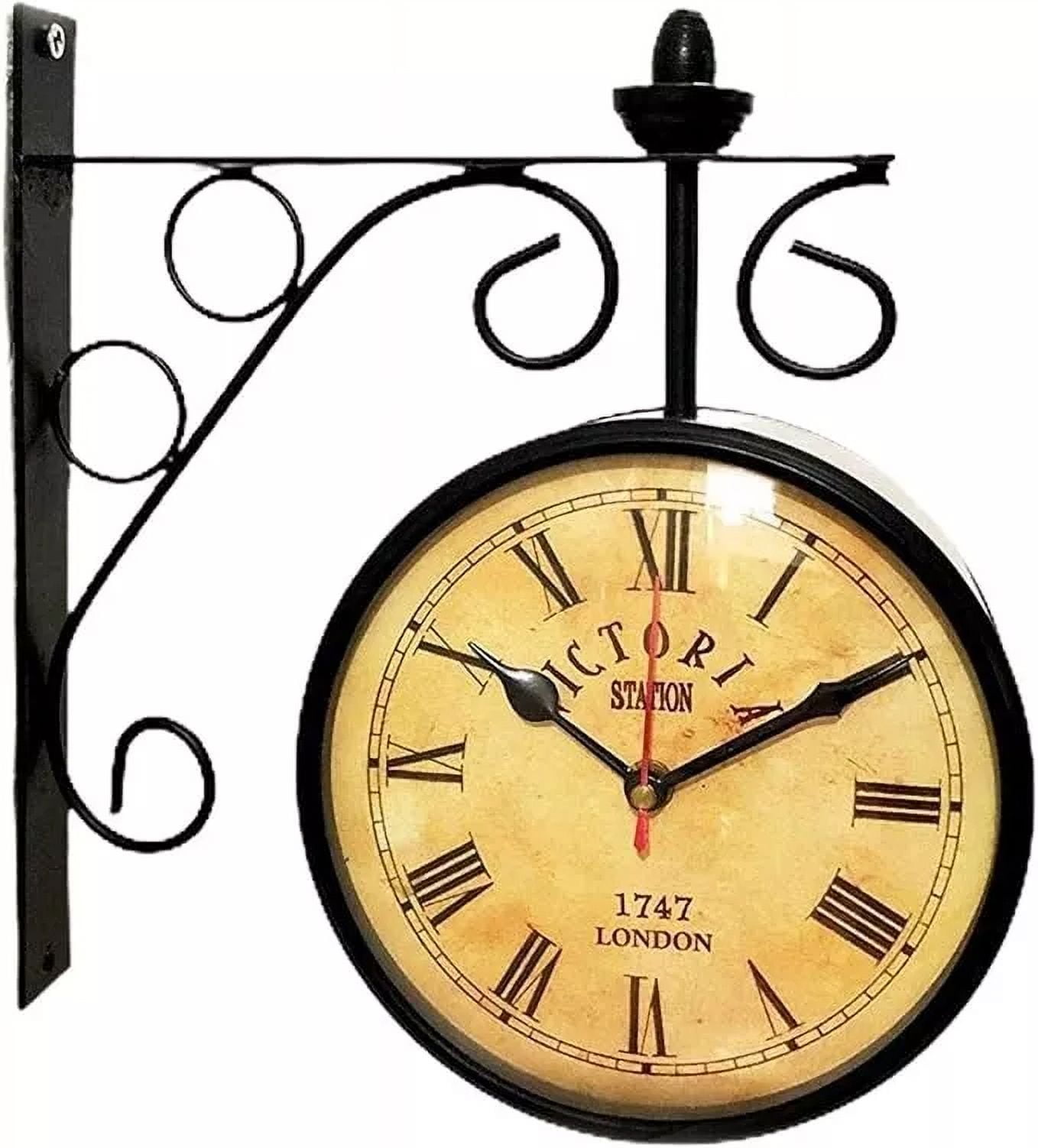 8" Vintage Railway Station Clock Victoria Double Sided Station Clock ...