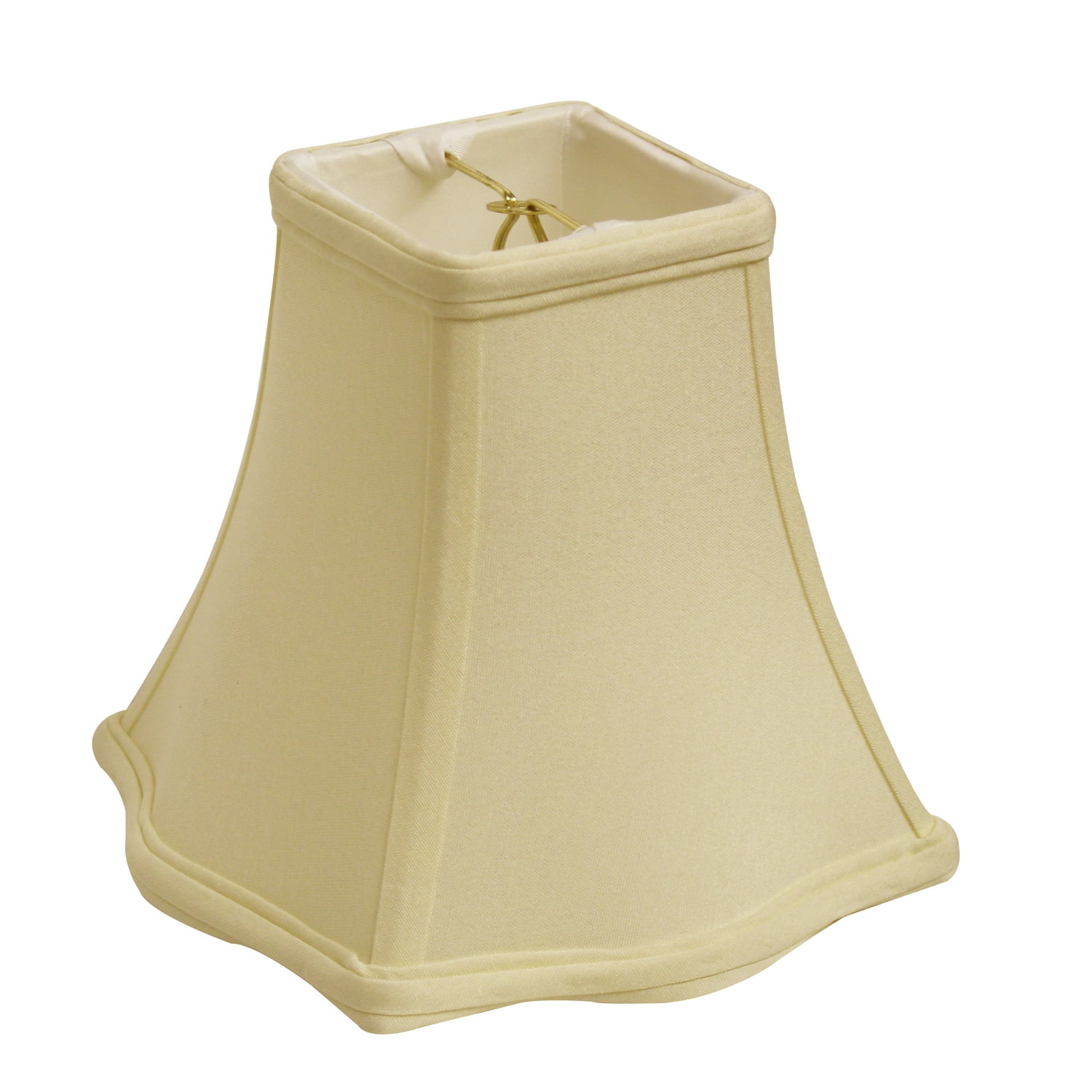 8"W Fabric Slant Fancy Square Softback Lampshade with Bulb Clip in Off ...